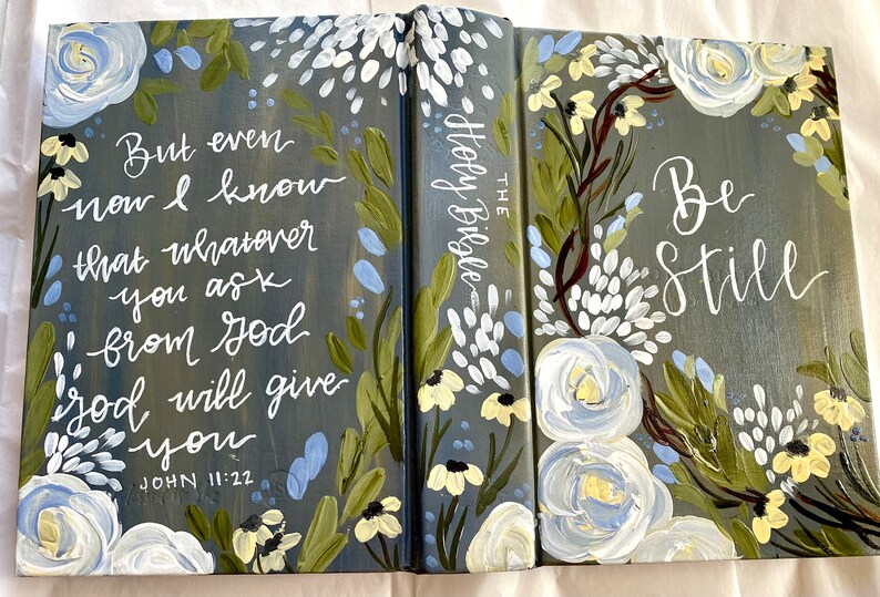 Hand Painted Bible NABRE Journaling Bible-catholic Painted Floral Rose ...