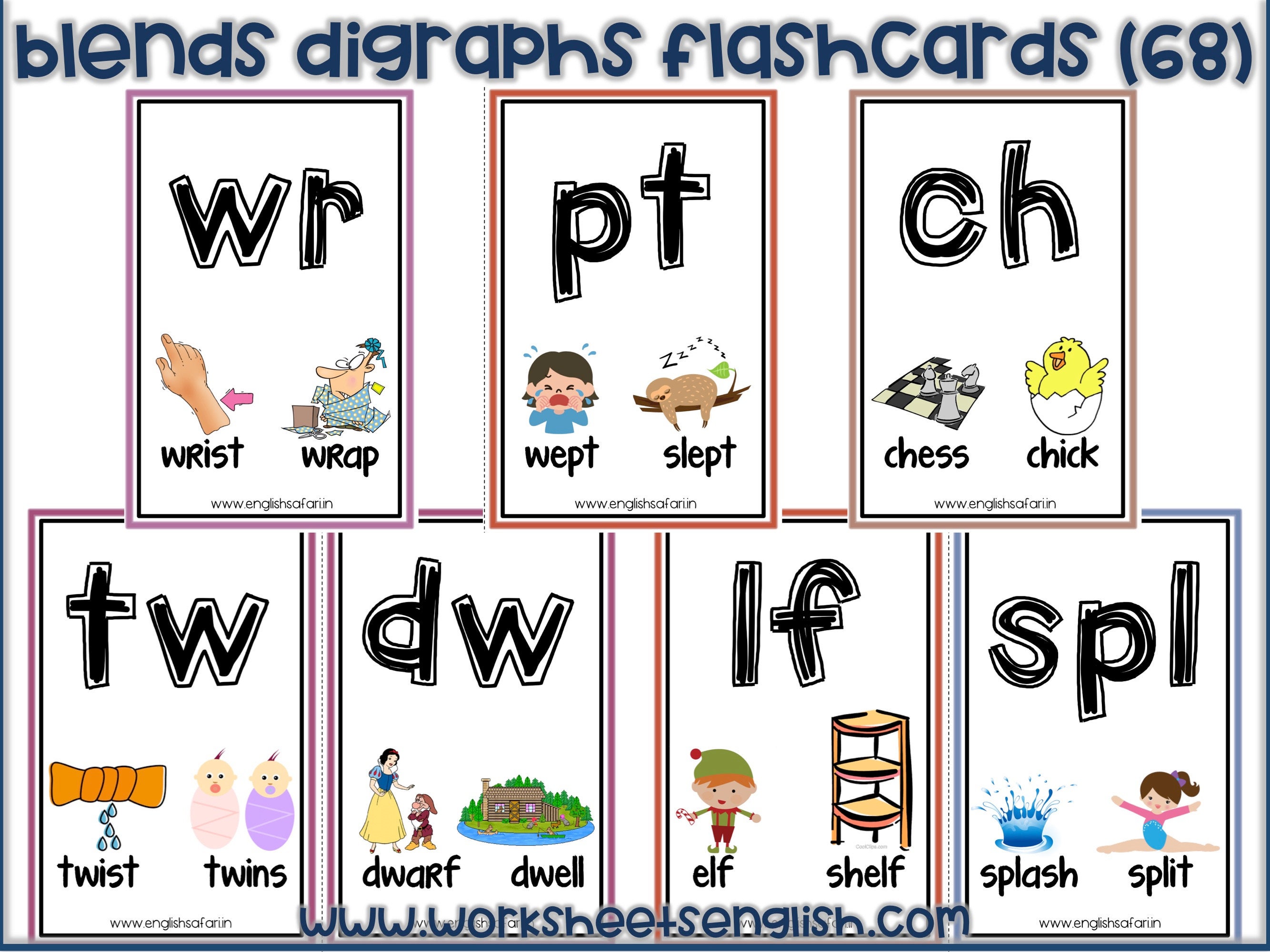 Digraphs and Consonant Blends Flashcards - Etsy