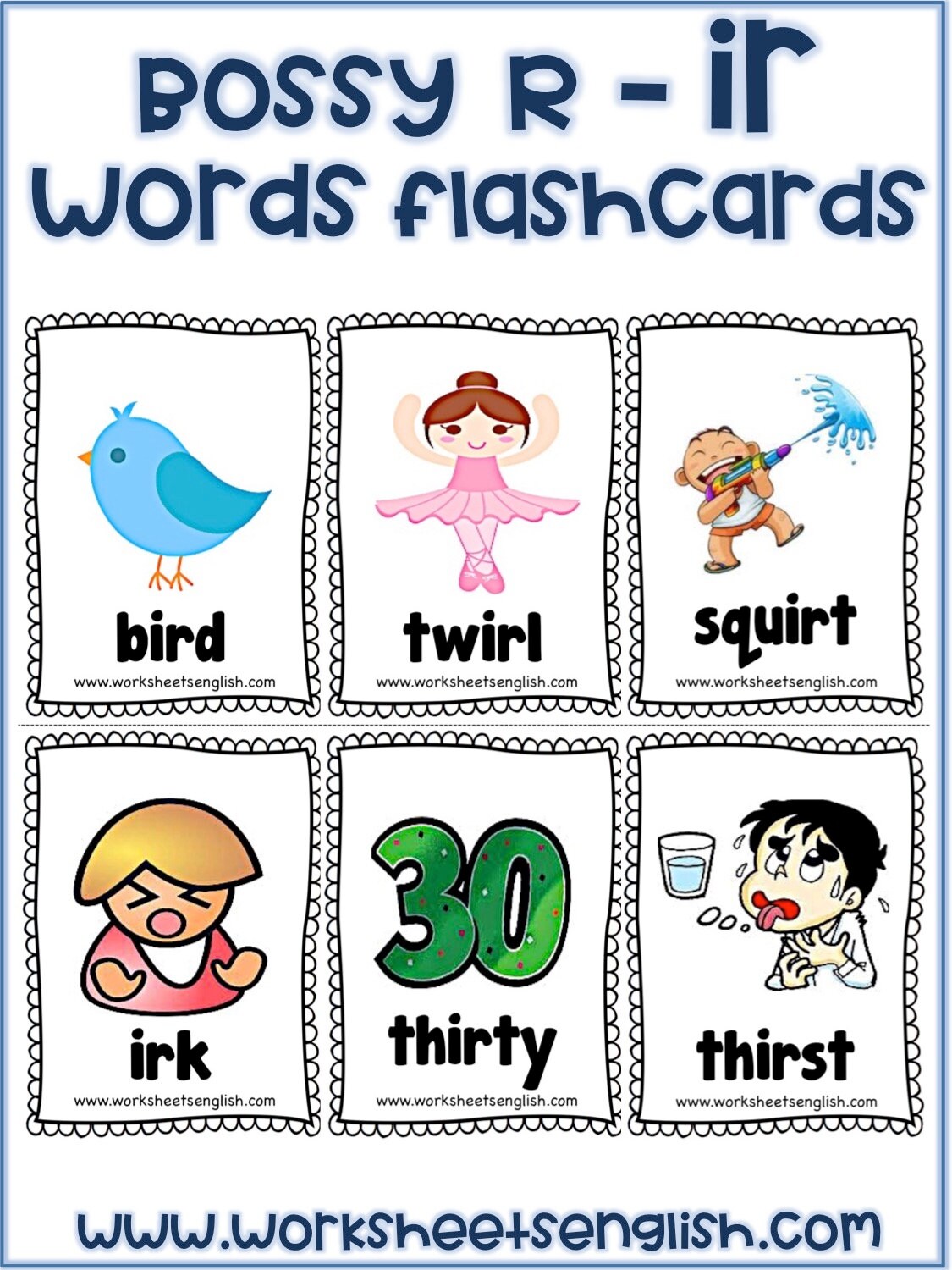 Phonics Flashcards Bossy R/ R-controlled Words Ar Er Ir or Ur Sounds ...