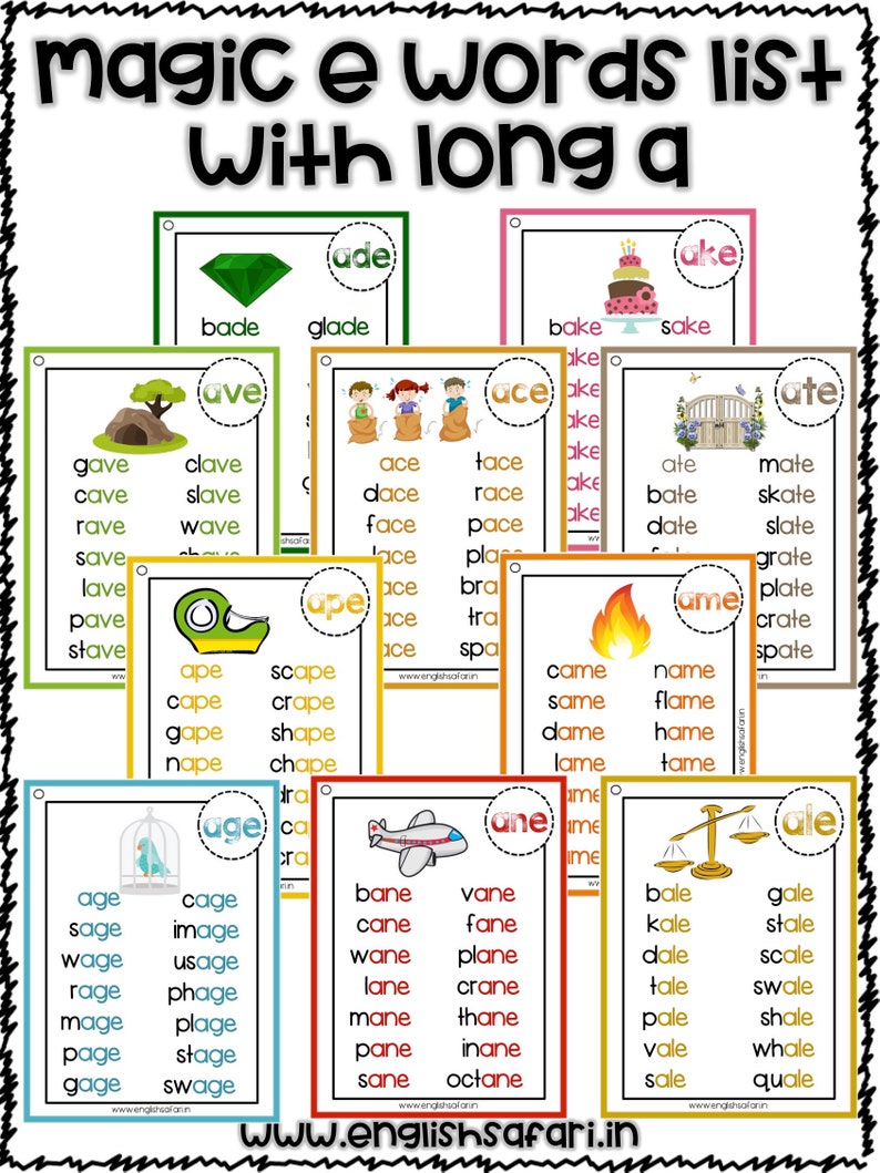 Phonics Words List Magic E silent E bossy E Words Etsy