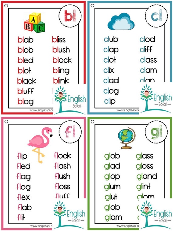 Phonics Word Lists For Consonant Blends Etsy