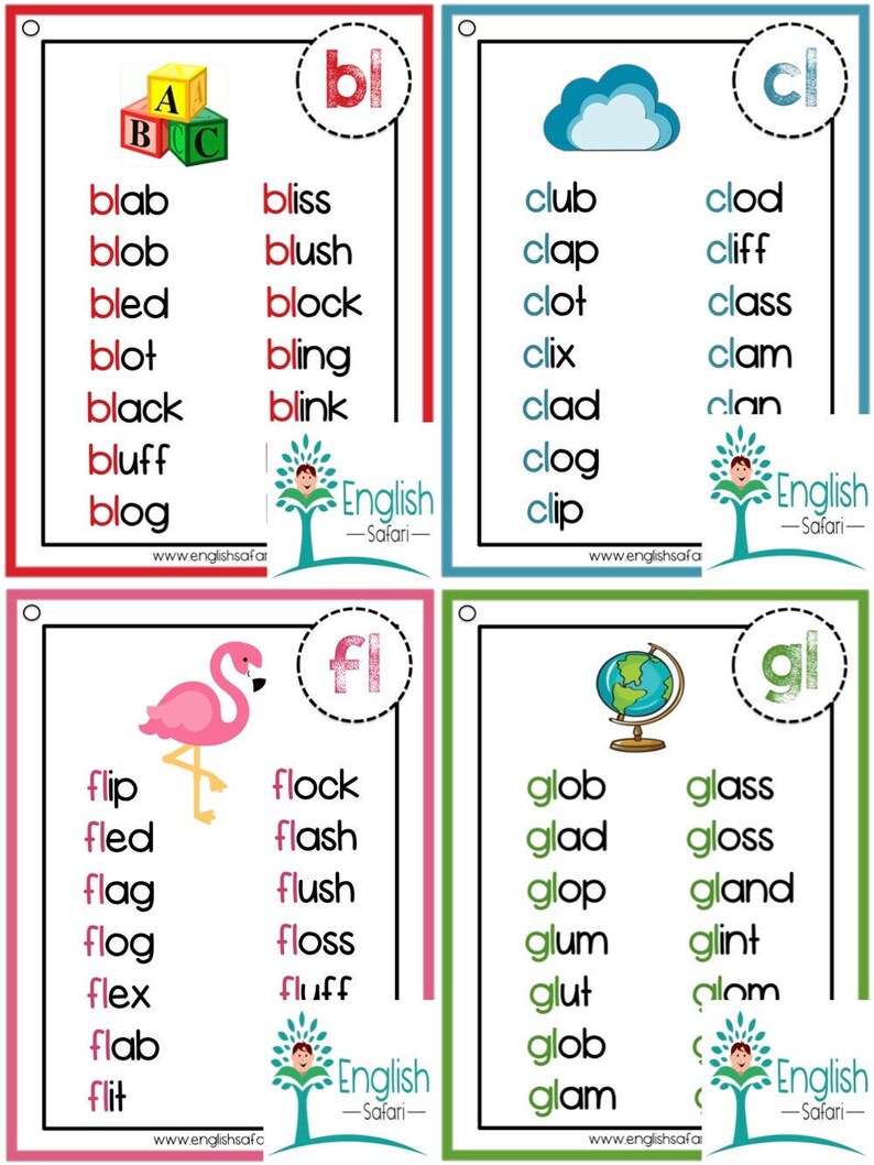 Phonics Word Lists For Consonant Blends Etsy UK
