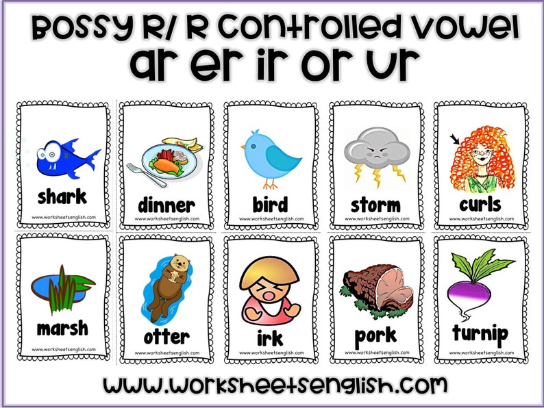 Phonics Flashcards Bossy R/ R-controlled Words Ar Er Ir or Ur Sounds ...