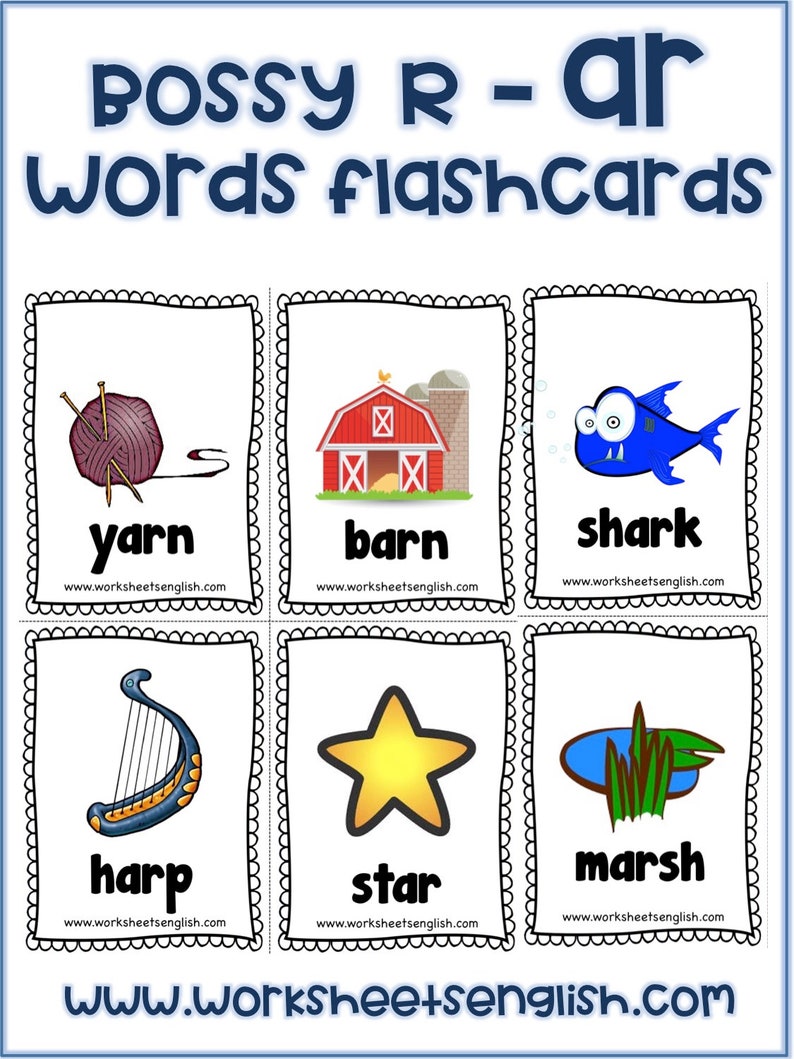 Phonics Flashcards Bossy R/ R-controlled Words Ar Er Ir or Ur Sounds ...
