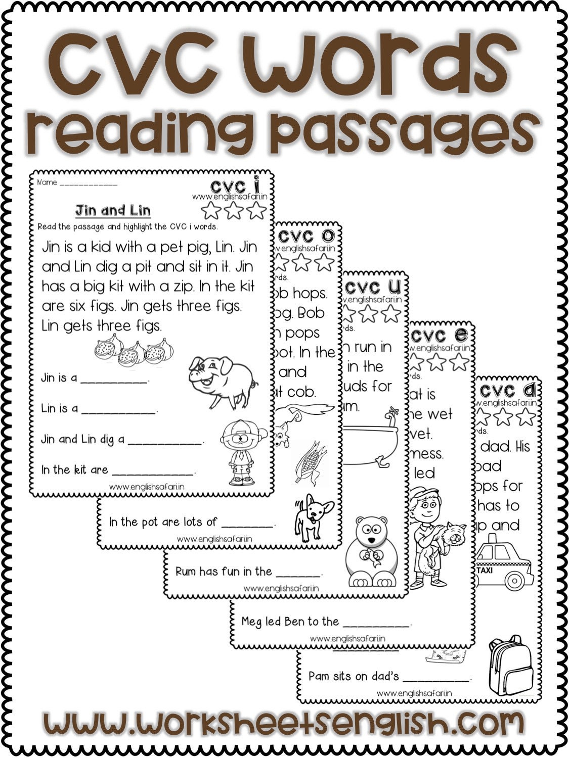 CVC Words Decodable Reading Passages - Etsy