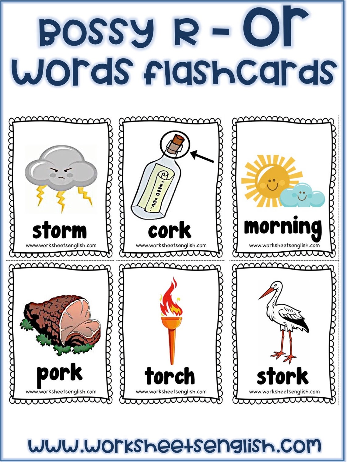 Phonics flashcards Bossy R/ R-controlled words ar er ir or - Etsy Italia