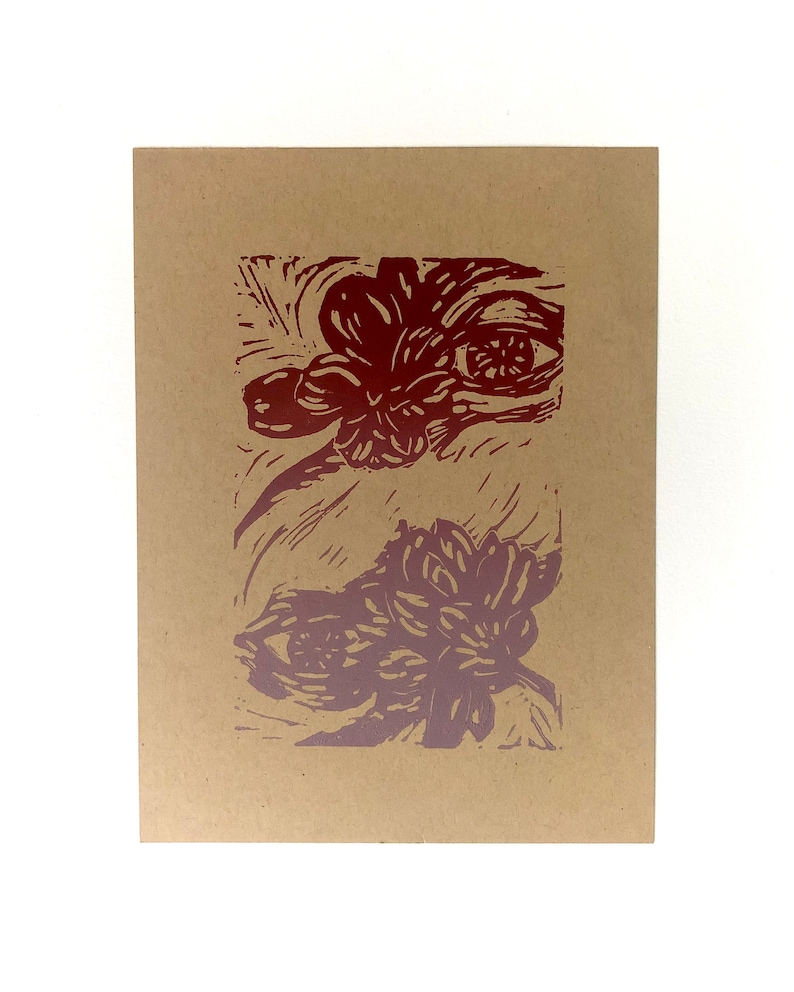 Handmade Original Flower Linoleum Print - Etsy