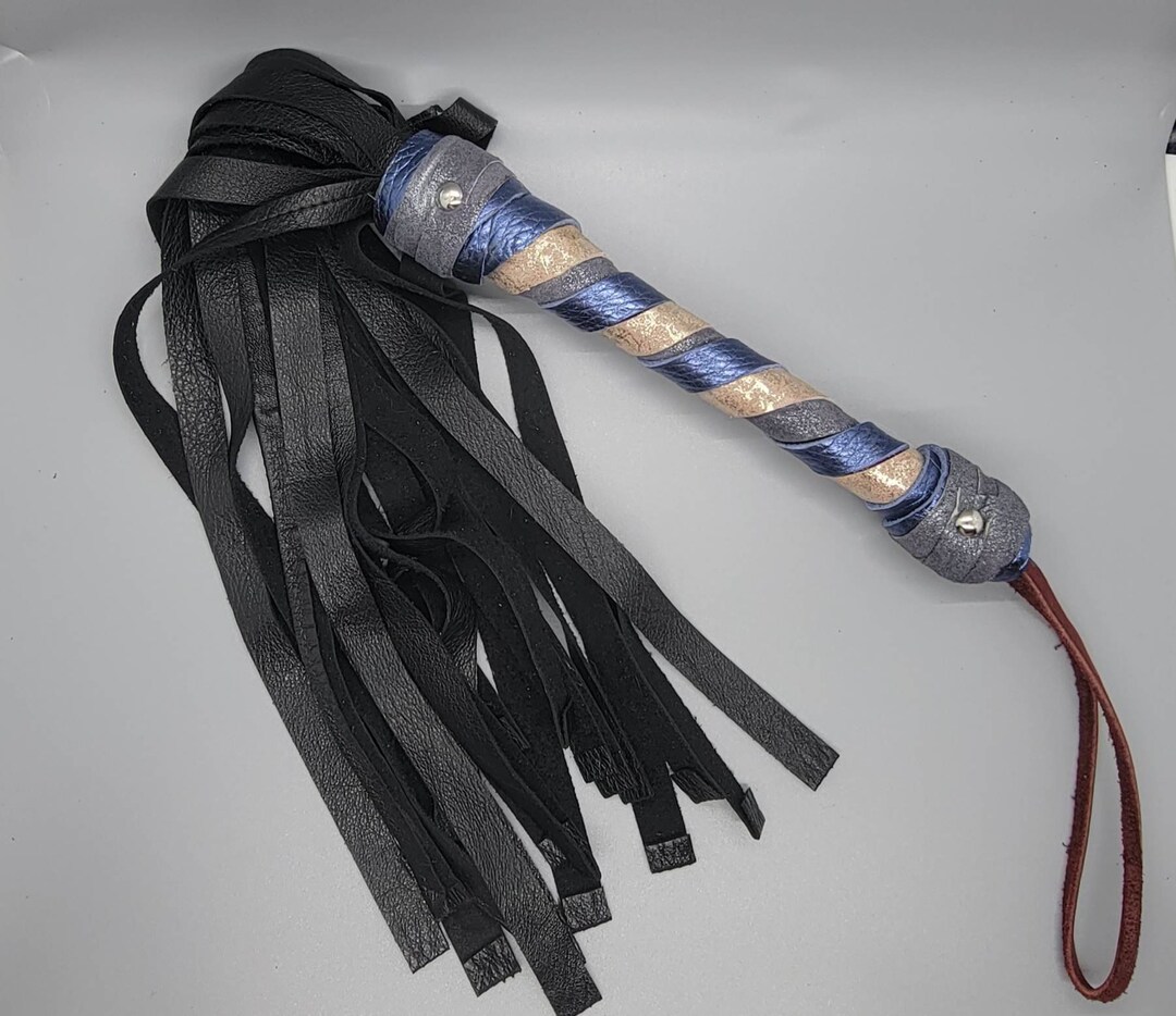 Black Blue and Gold Light Leather Flogger - Etsy