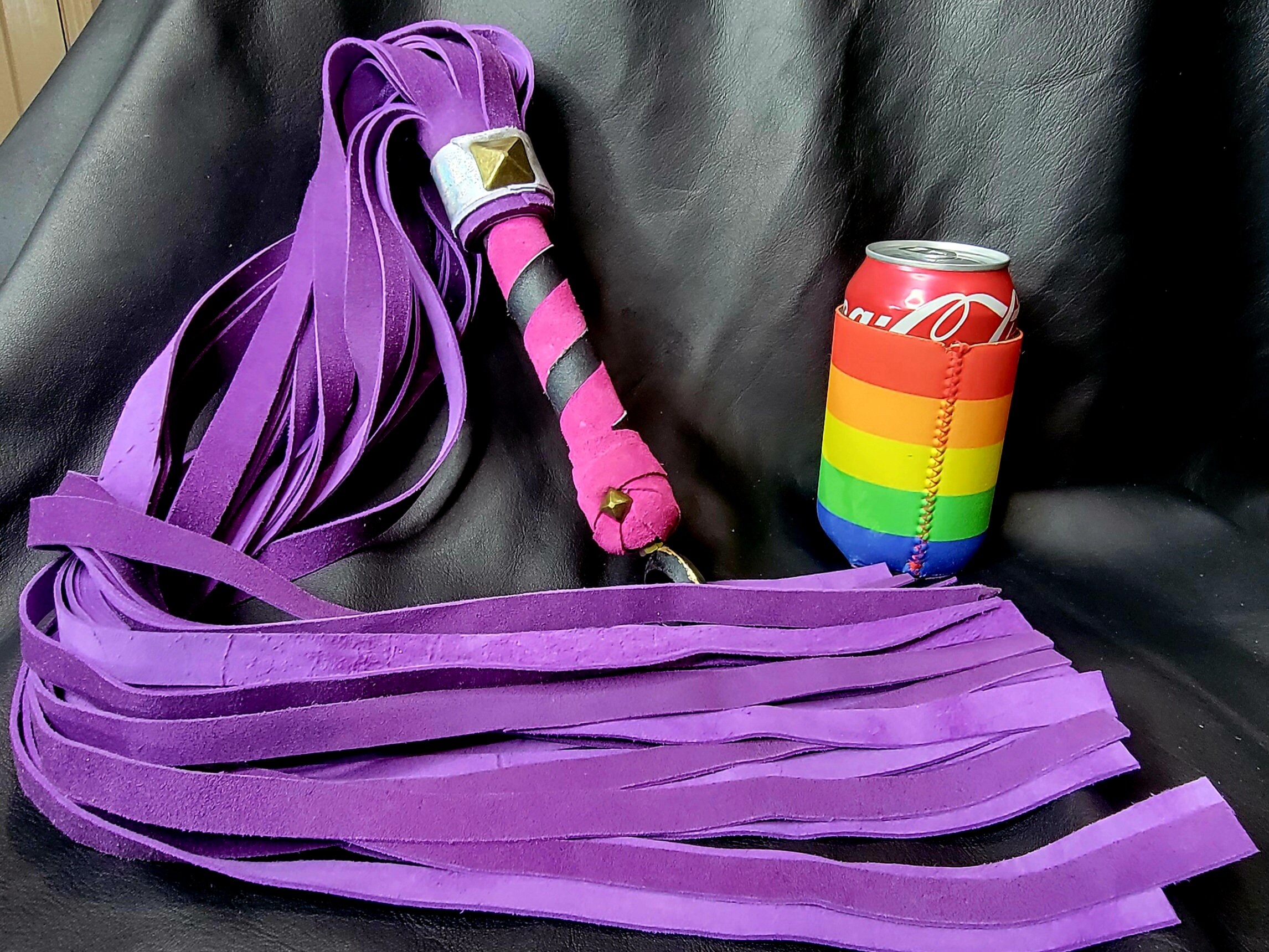 Pink Purple Rainbow Suede and Leather Flogger - Etsy