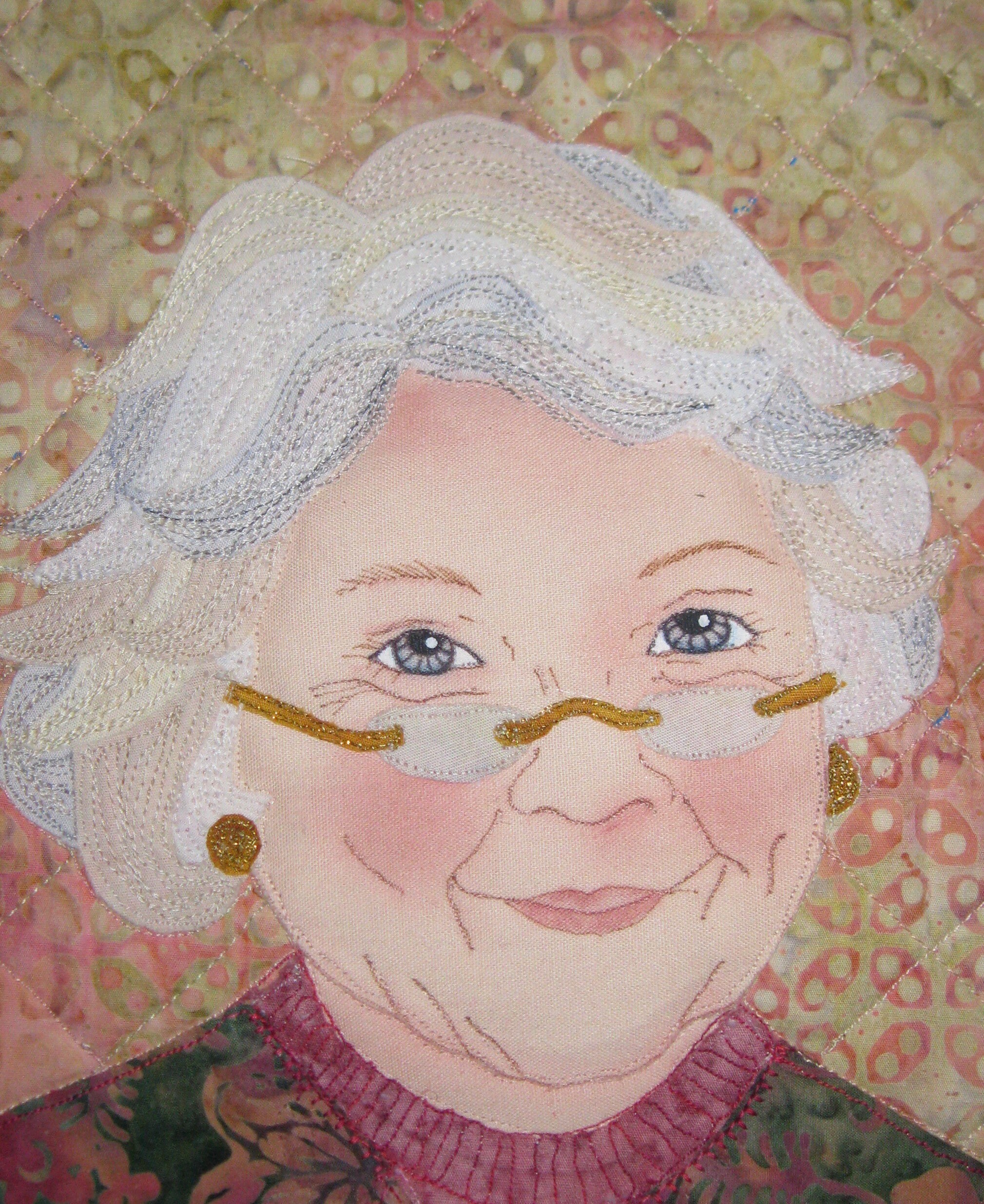 The Quilter Art Wall Quilt Pattern and Beautiful Hand Drawn Face and ...