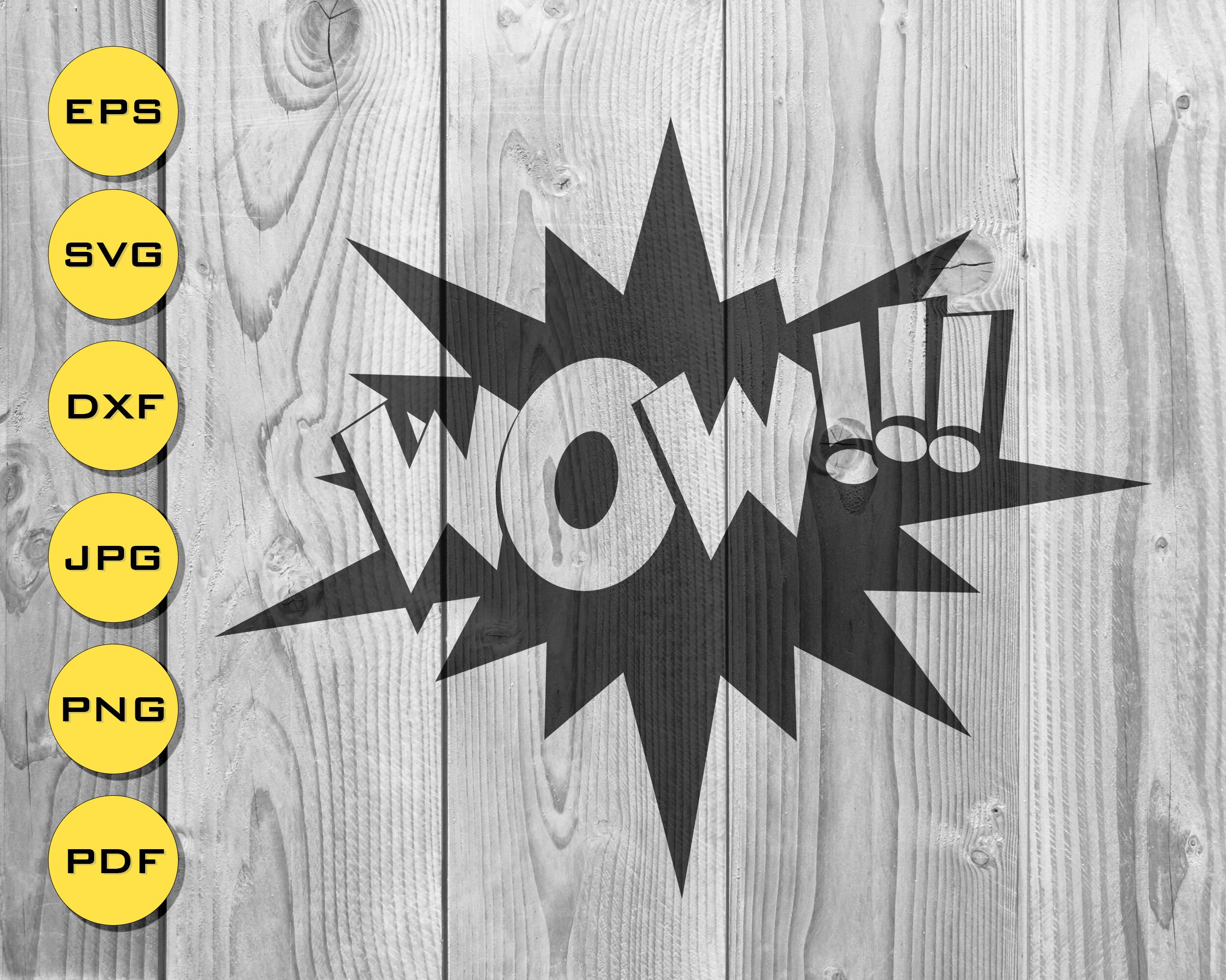 Printable Wow SVG Silhouette Comics wall art Cutting bedroom | Etsy