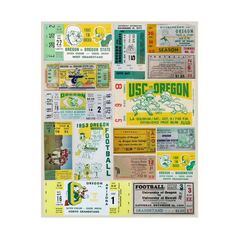 Oregon Ducks | Vintage Sports Ticket Art Print | Retro College Team ...
