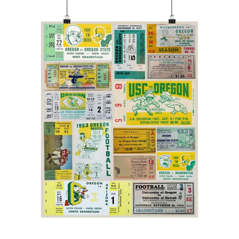 Oregon Ducks | Vintage Sports Ticket Art Print | Retro College Team ...