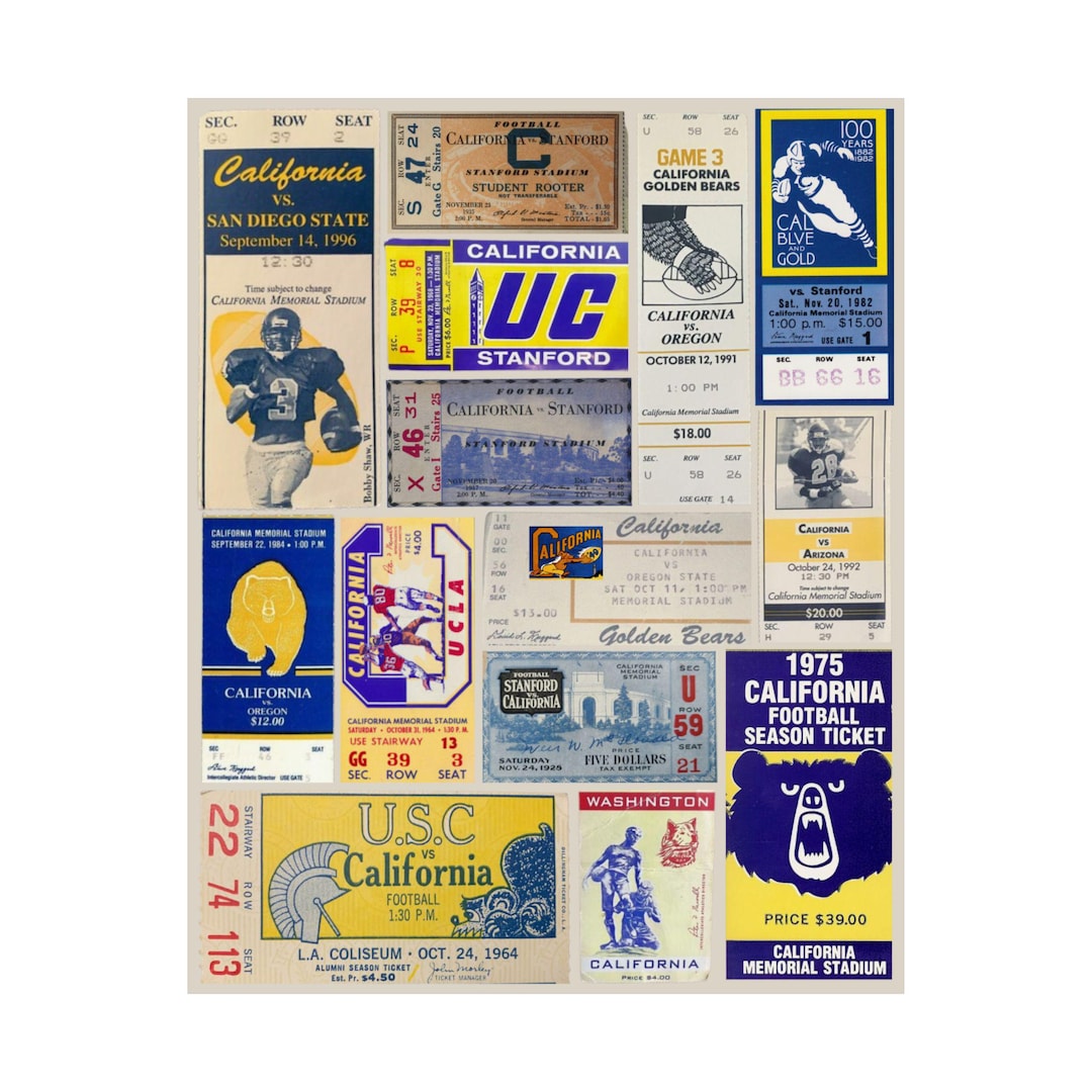 Cal Golden Bears | Vintage Sports Ticket Art Print | Retro College Team ...