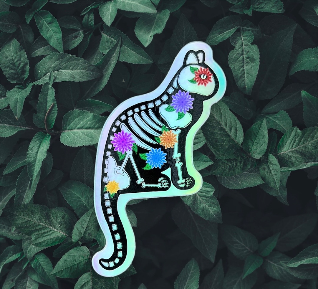 3-inch Day of the Dead Gato Sticker Dia De Los Muertos Cat Sticker Cat ...