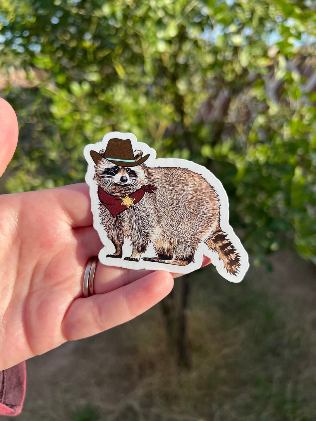 3-inch Raccoon Sheriff Sticker Wildlife Sticker Cowboy Sticker Animal ...