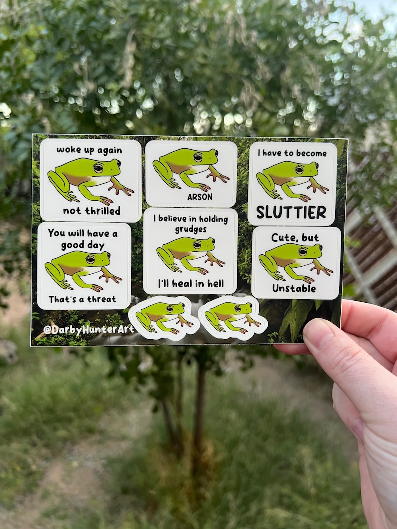 6x4 Frog Sticker Sheet Meme Frog Stickers Unhinged Frog - Etsy