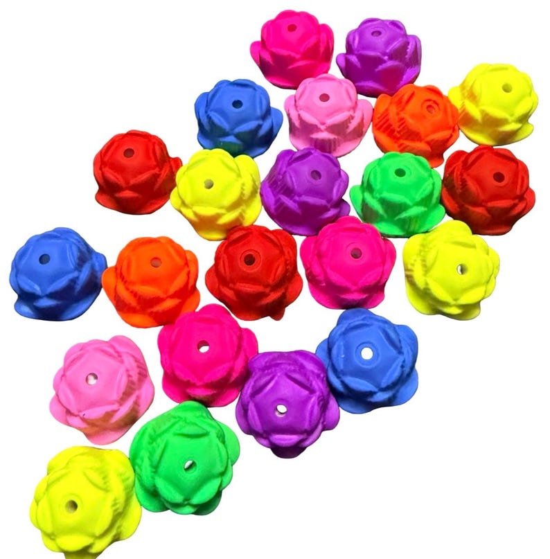 Neon Lotus Flower Beads, Luminous Acrylic Matte, 3D Spacer for DIY ...
