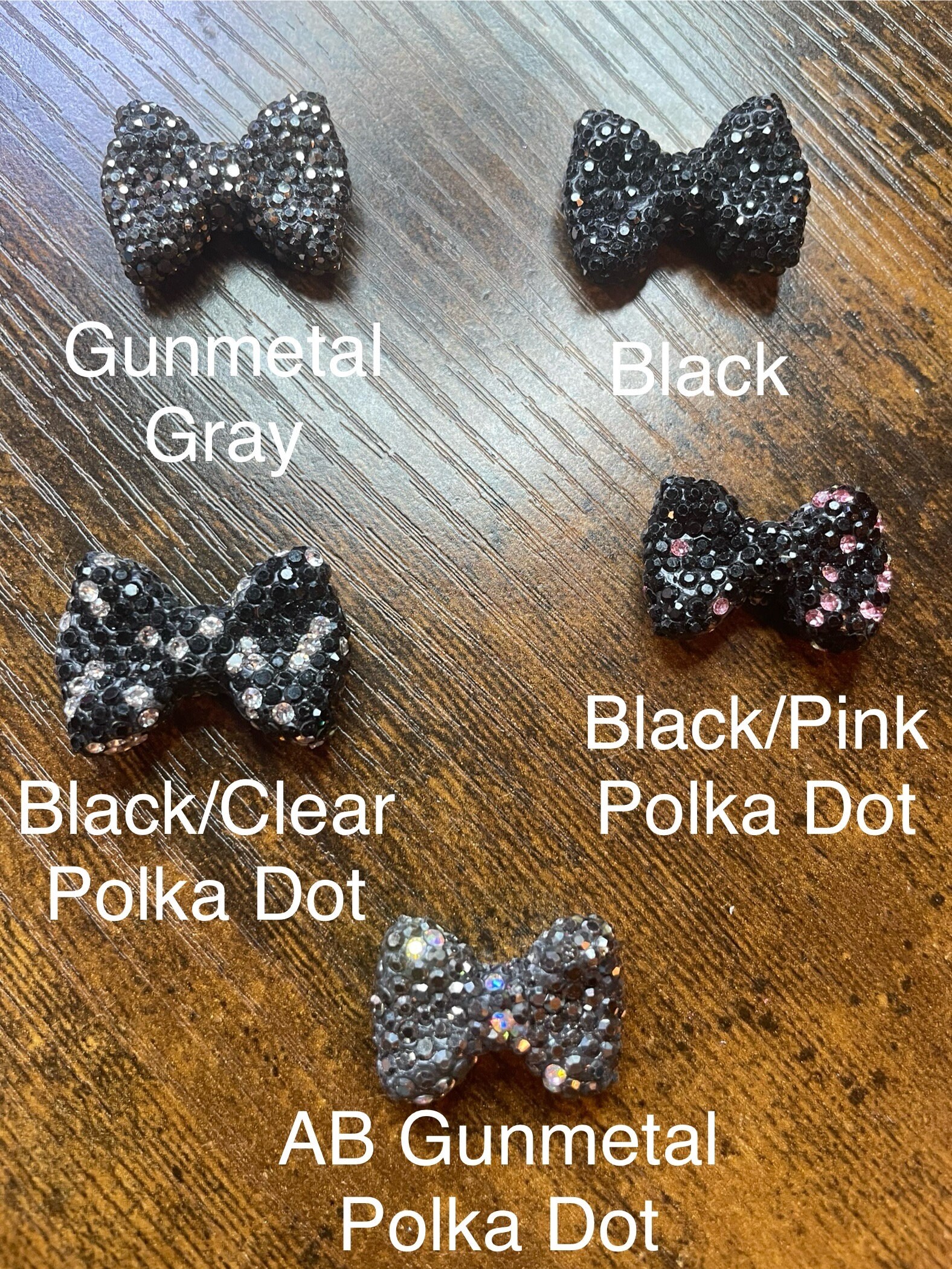 Extra Fancy Sparkly Rhinestone Small Bow Beads Your Color Choice - Read ...