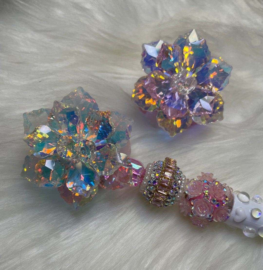 Clear AB and Pink AB Hand Sewn Flower Petals Iridescent Shimmer Pink ...