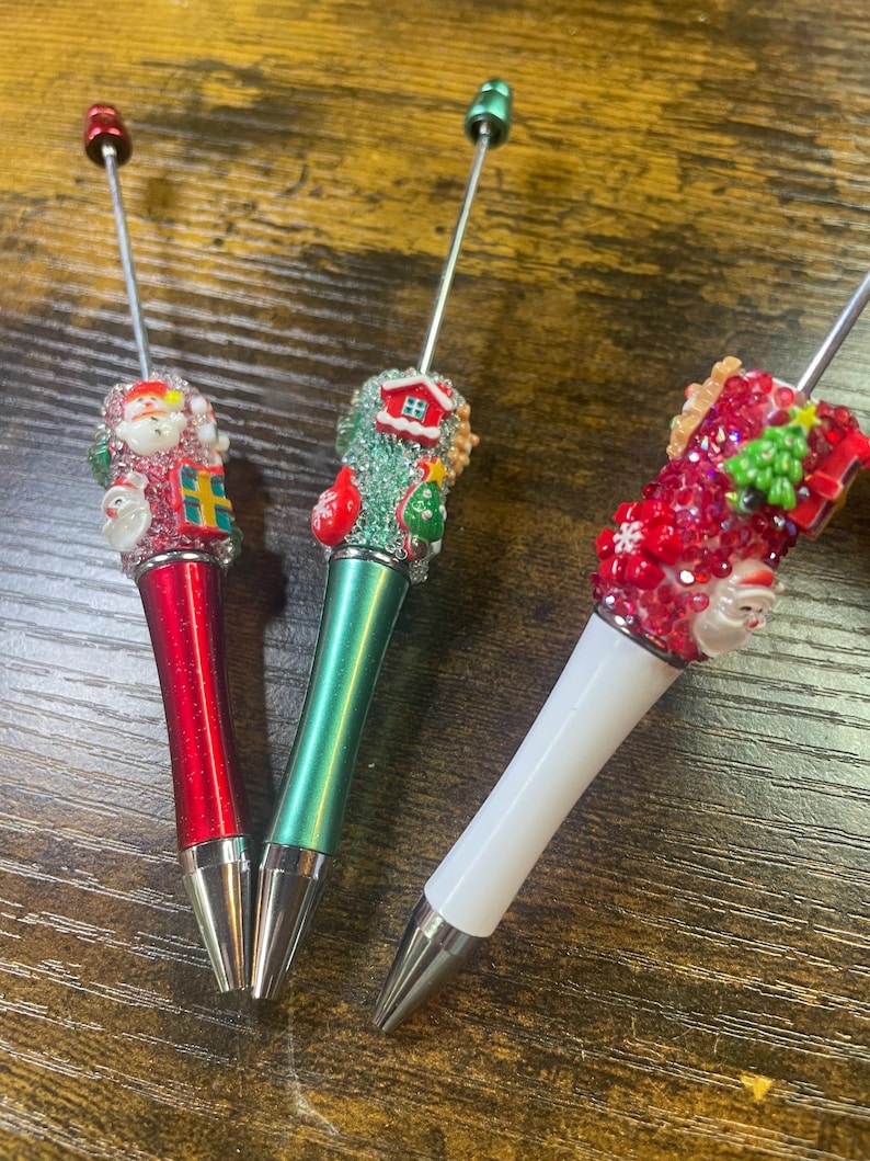 Handmade Sugar Crystal Christmas Theme Beadable DIY Pens - Handmade ...