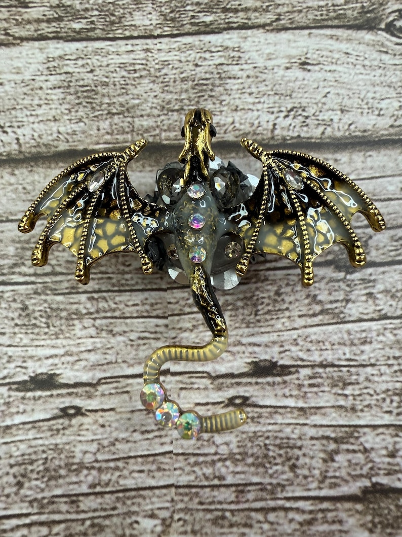 Medieval Enamel Flying Dragon Bead With Rhinestones Metal Fancy Beads ...