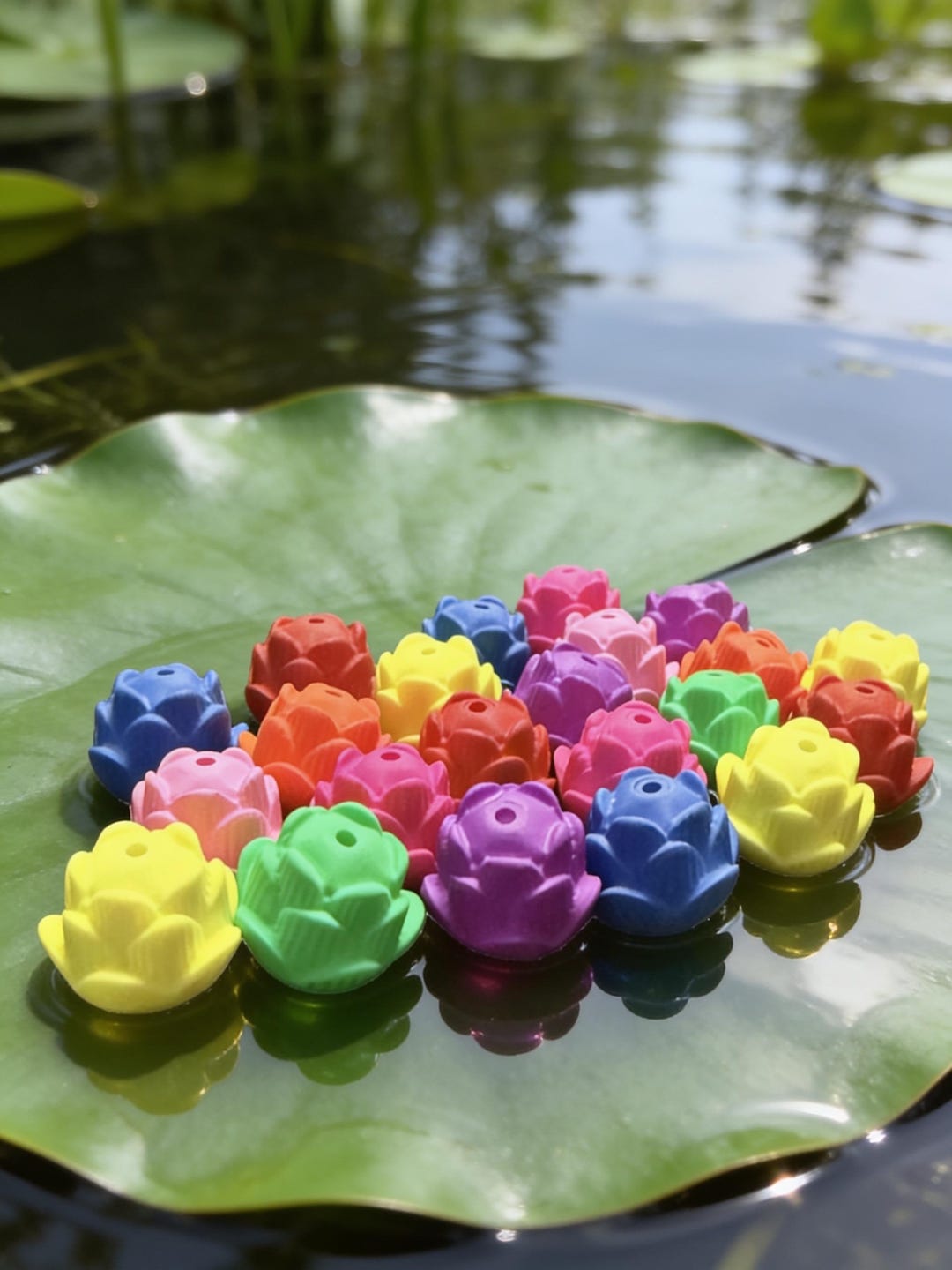 Neon Lotus Flower Beads, Luminous Acrylic Matte, 3D Spacer for DIY ...