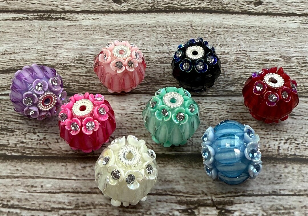 Flower Petal and Rosebud Rhinestone Fancy Beads - Etsy