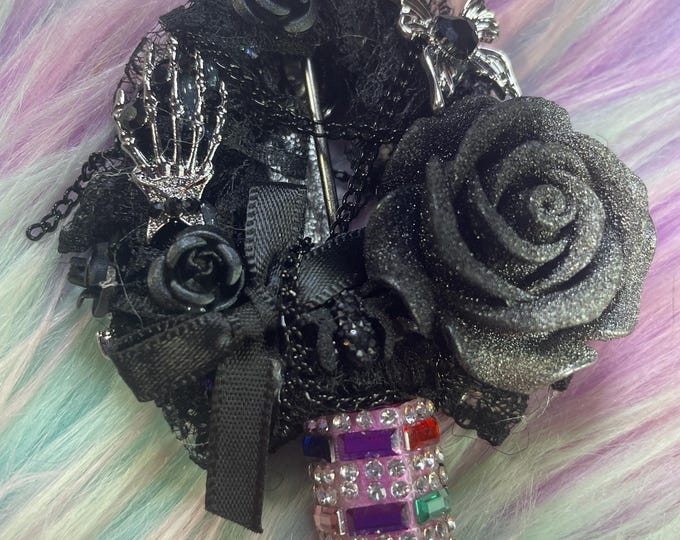 Gothic Black Lace Cross Glitter Rose Skulls Fancy Bead - Etsy