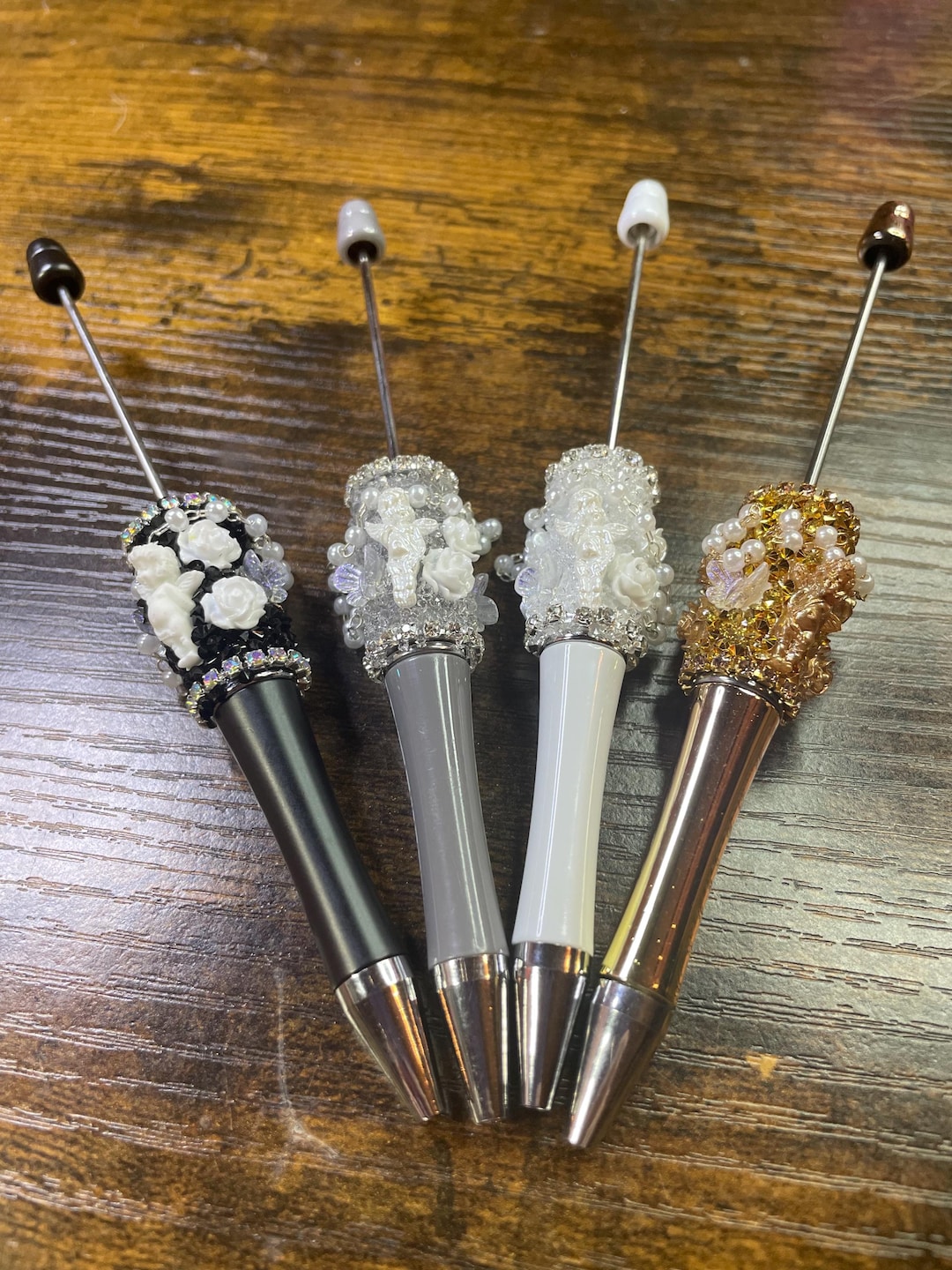 Handmade Rhinestone Angel Pen: Sugar Roses, Beadable DIY Pen - Etsy