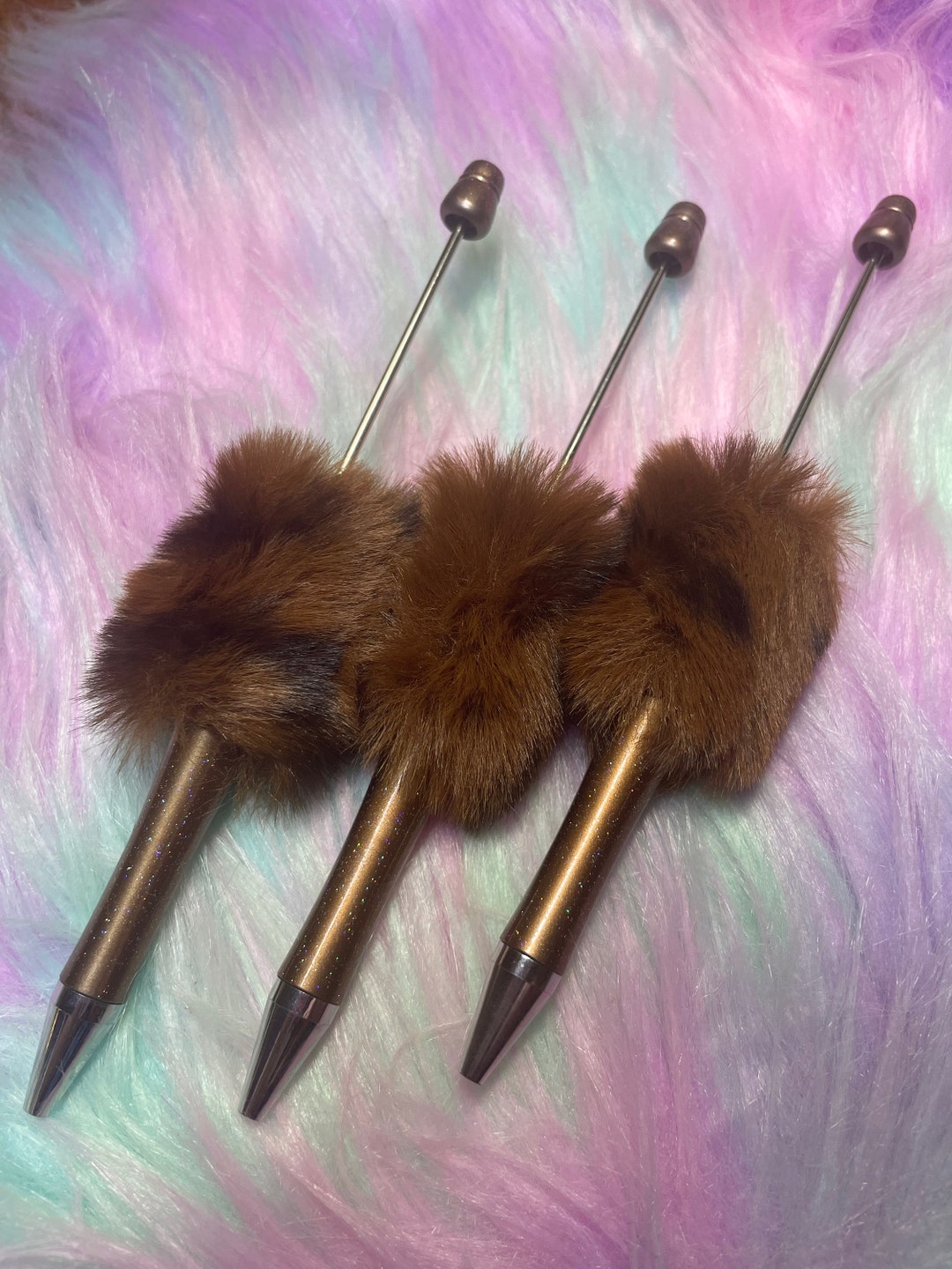 Beadable DIY Brown Leopard Print Feather Fuzzy Soft Pen - Etsy