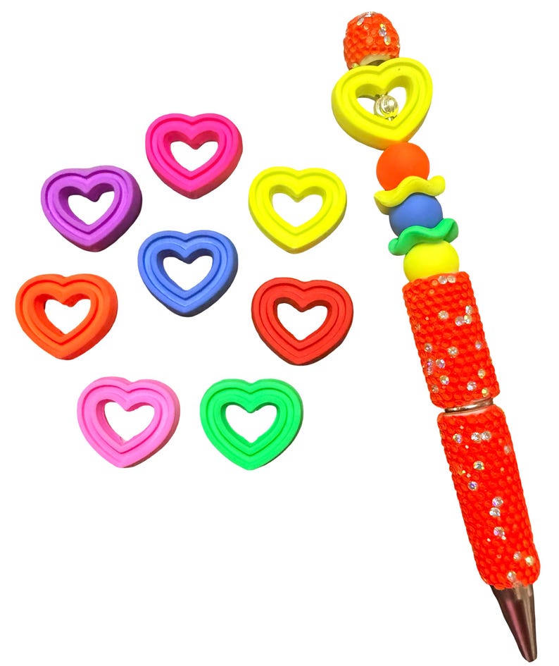 Matte Neon Hollow Heart Beads, 20mm Acrylic Craft Supplies (8pc) - Etsy