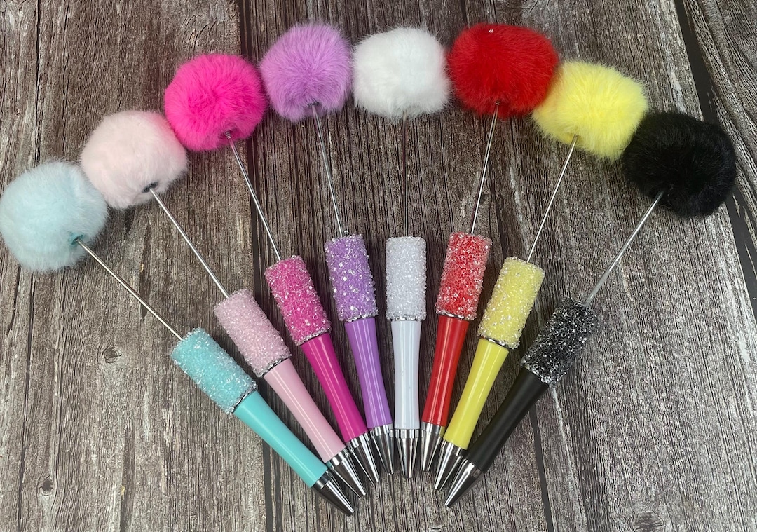 Beadable DIY Crystal Sugar Pen With Soft Fuzzy Ball Top Pen - Your ...