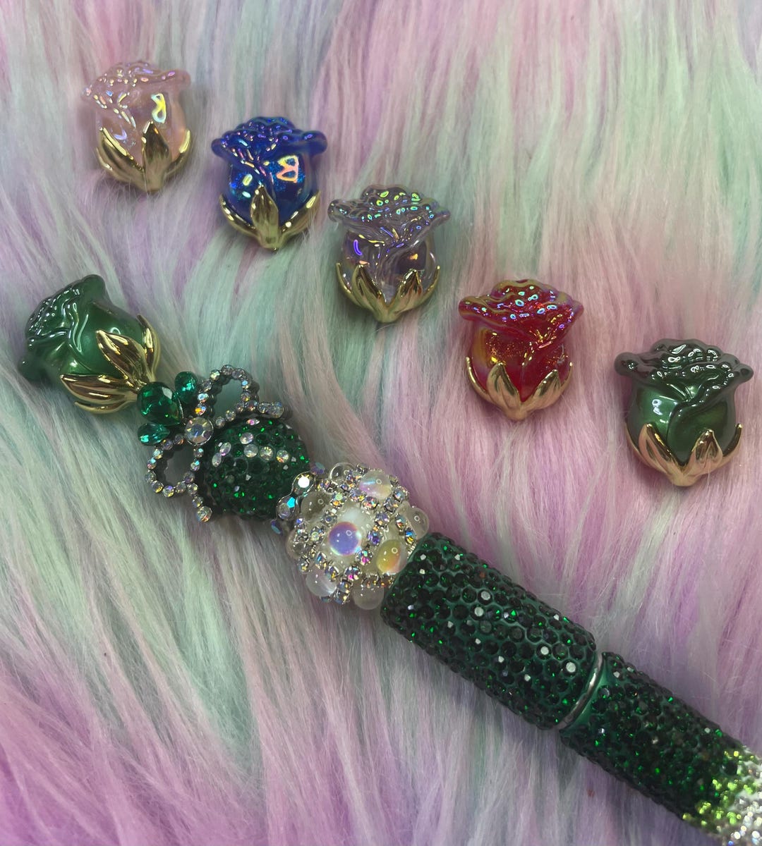23mm 3D Rose Toppers With Gold Leaves - Your Color Choice - Etsy