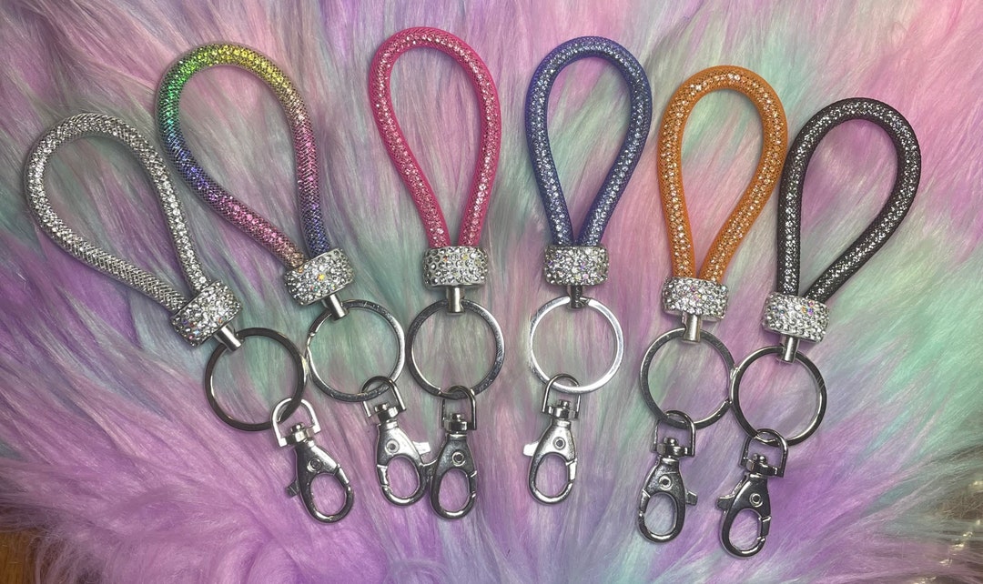 Rhinestone Keychain Ring Hand Placed Rhinestones - Etsy