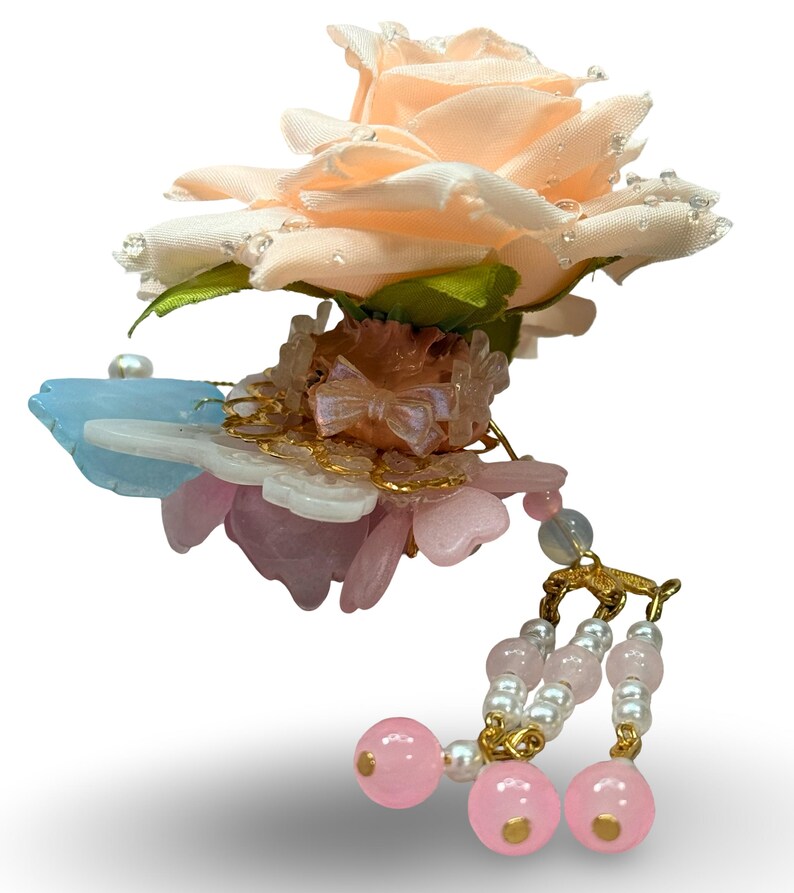 Dew Kissed Rose Pen Topper | 3D Fabric Flower Bead With Glass Back - Etsy