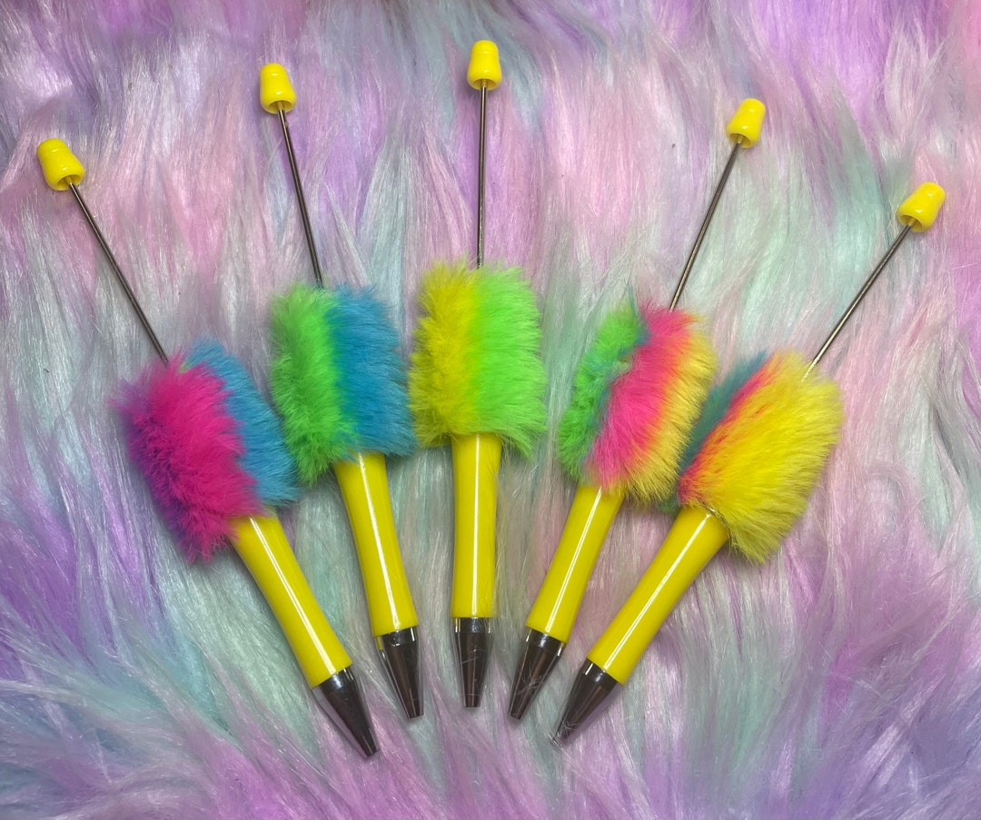 Beadable DIY Short Feather Fuzzy Soft Yellow Rainbow Pen Random Pick - Etsy