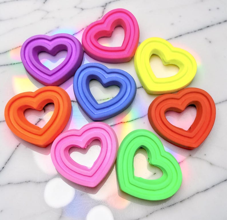 Matte Neon Hollow Heart Beads, 20mm Acrylic Craft Supplies (8pc) - Etsy