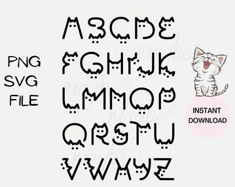 Cat Font Svg Png Alphabet Instant Download - Etsy