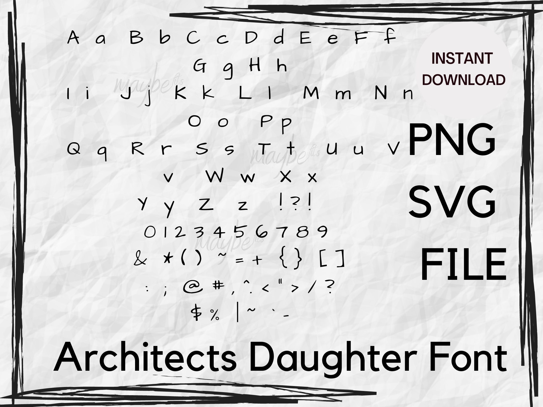 Architects Daughter Font Style Alphabet Numbers Letters Vector Art File ...