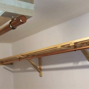 Slatted Shelf With Copper Hanging Rail - Made to Measure - Etsy UK