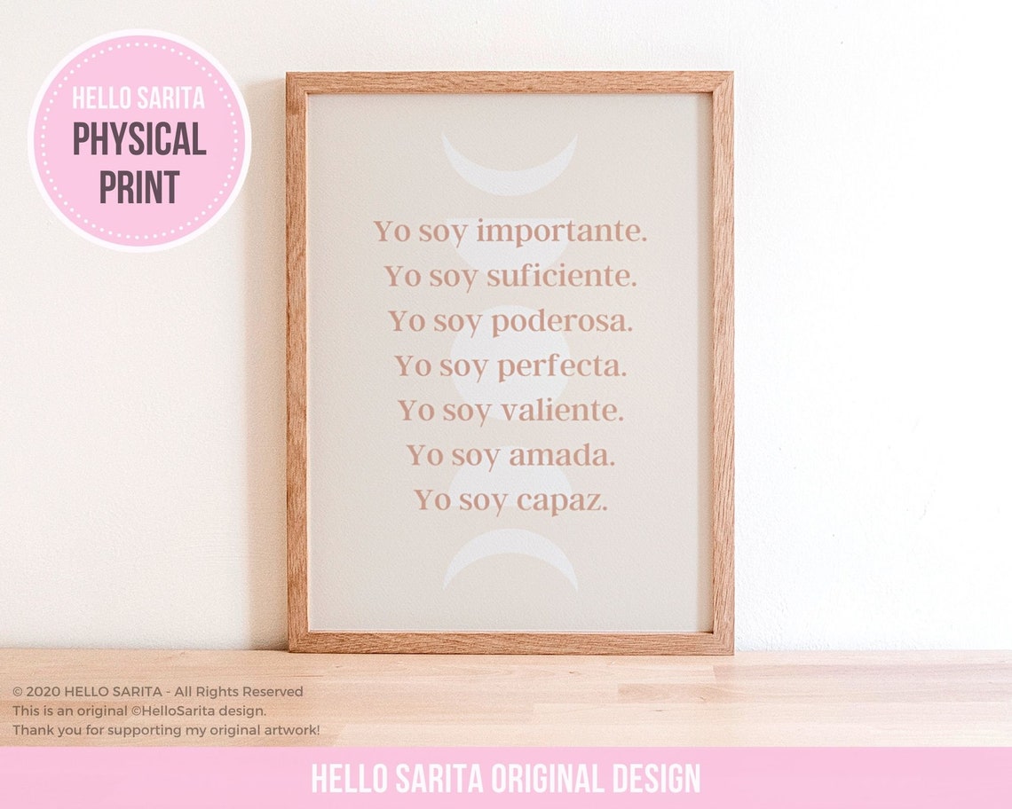Yo Soy Spanish Affirmations Physical Print Mexico Art Latina - Etsy