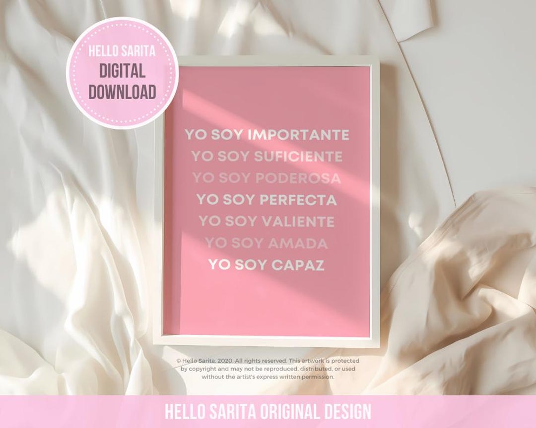 Yo Soy Spanish Affirmations Pink, Latina Home Decor, Hispanic Home ...