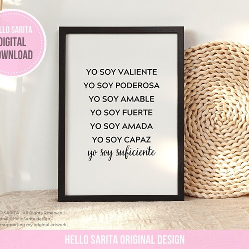 Yo Soy Spanish Affirmations Physical Print Mexico Art Latina - Etsy