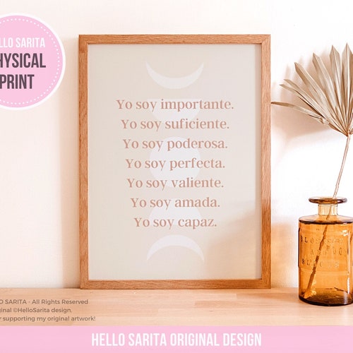 Yo Soy Spanish Affirmations Physical Print Mexico Art Latina - Etsy