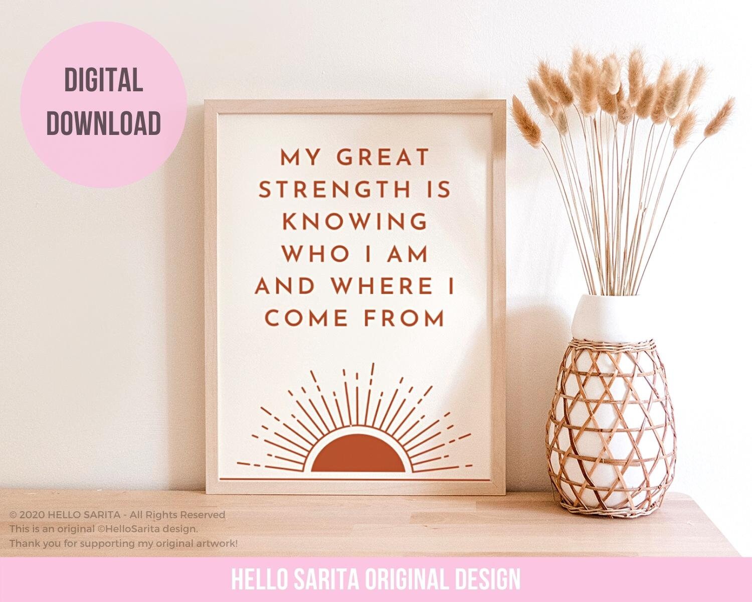 My Great Strength Is Knowing Who I Am And Where I Come From | Etsy