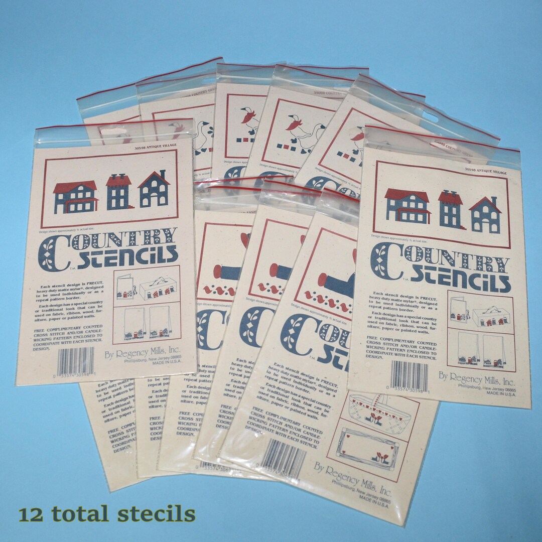 Lot of 12 Regency Mils Country STENCILS - Old-fashioned Boys, Country ...