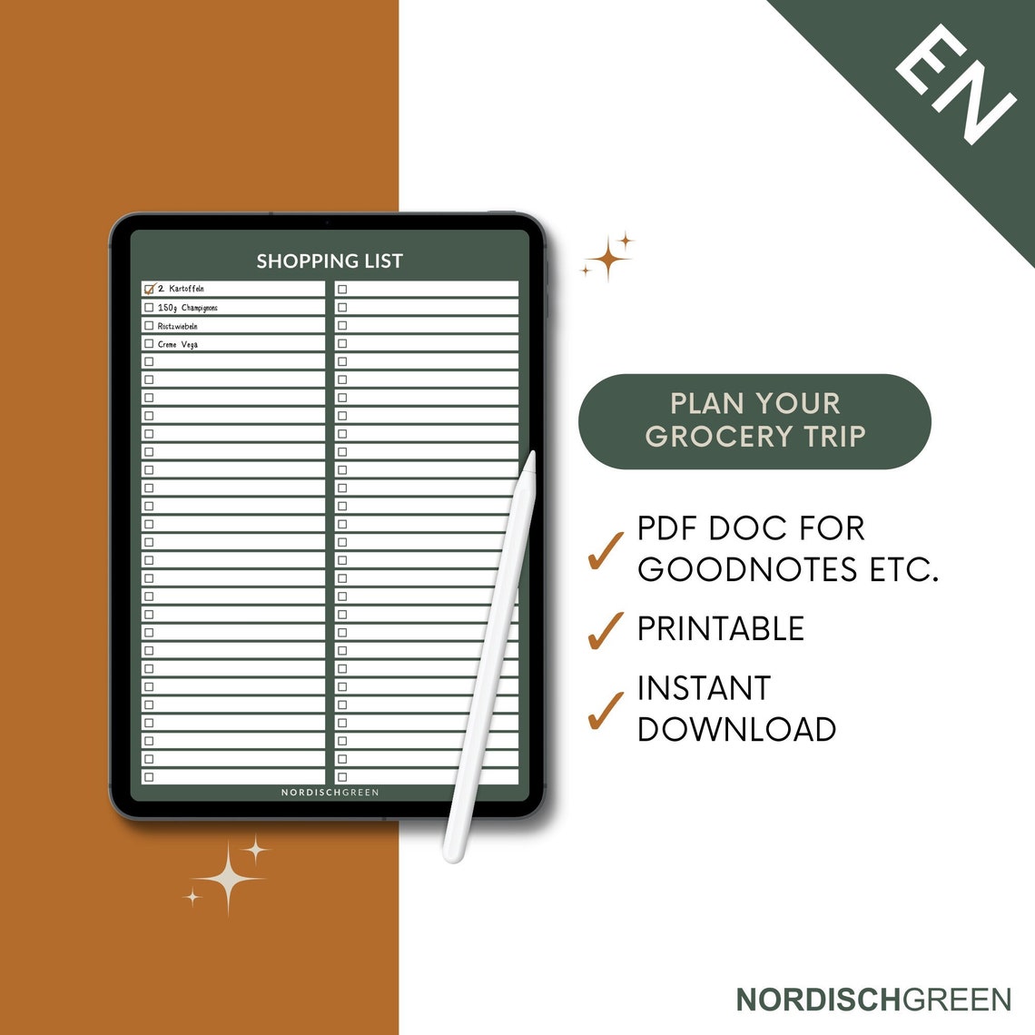 Digital SHOPPING LIST Grocery List Printable Template Food - Etsy