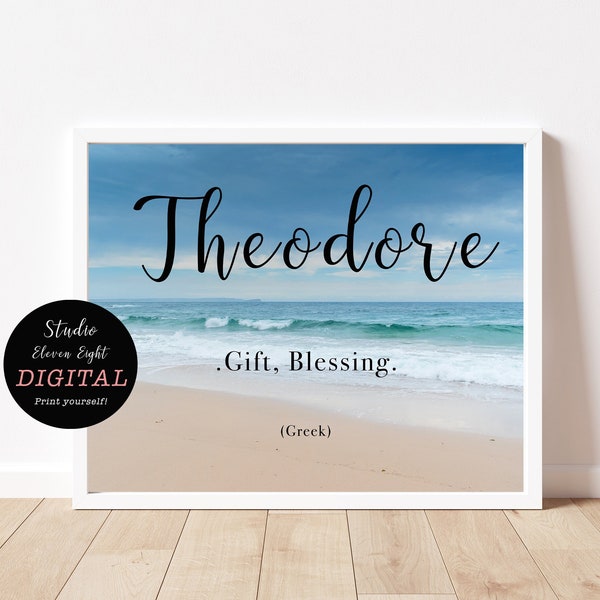 Theodore Name Meaning Sign - Etsy