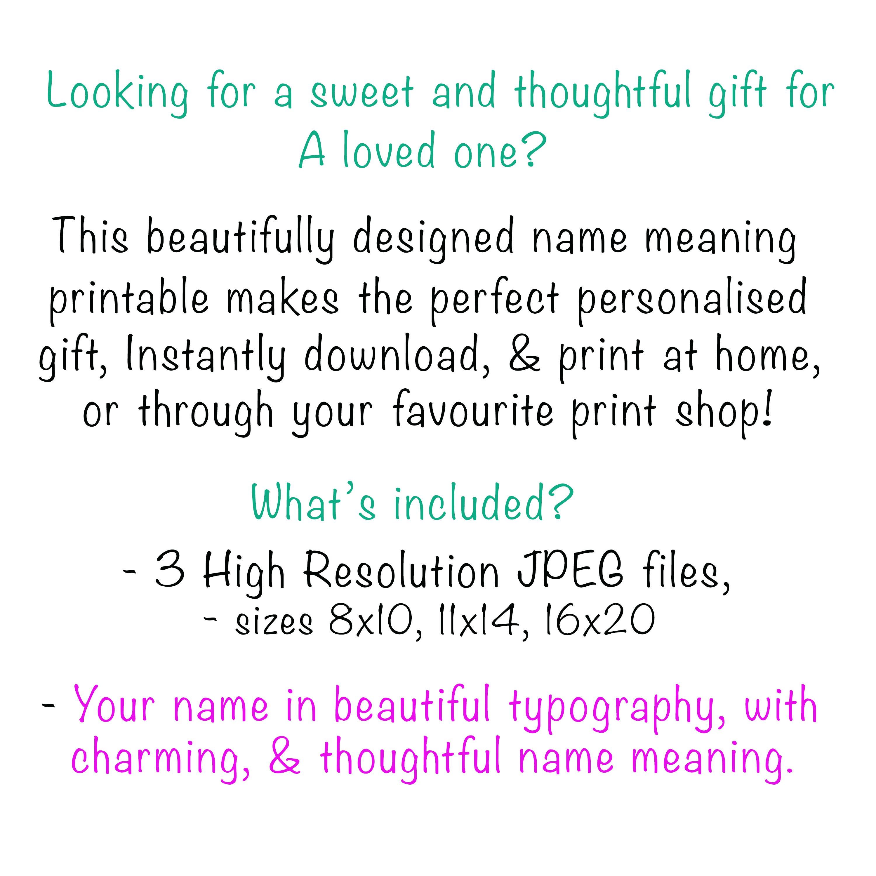 Sienna Name Meaning Printable With Pink Flowers and Calligraphy ...